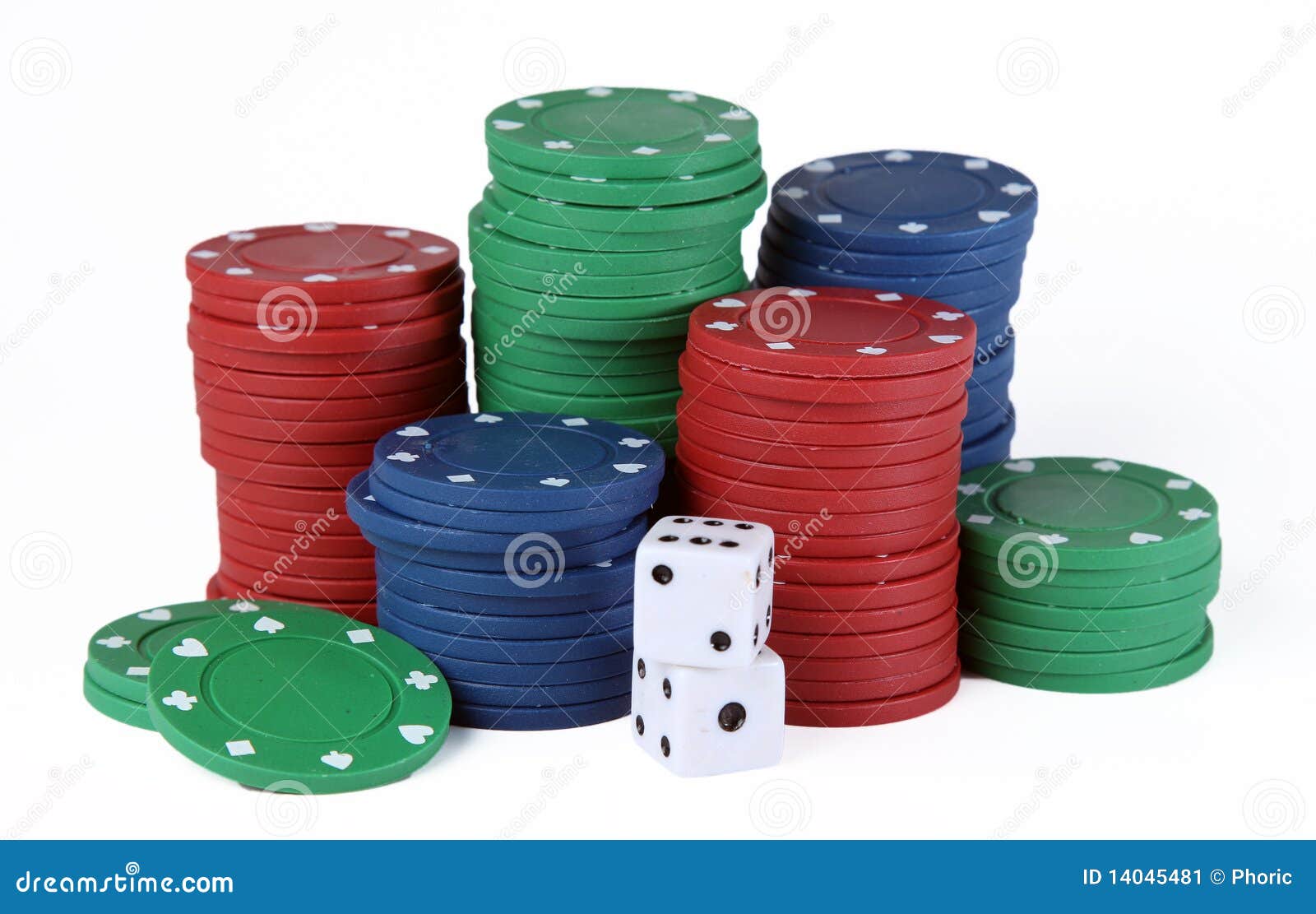 Poker chips and dice stock image. Image of game, casino - 14045481