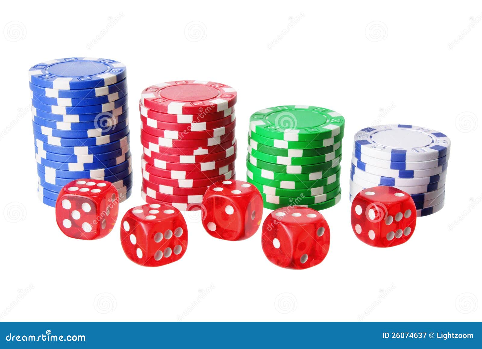 Poker Chips and Dice stock image. Image of dots, entertainment - 26074637