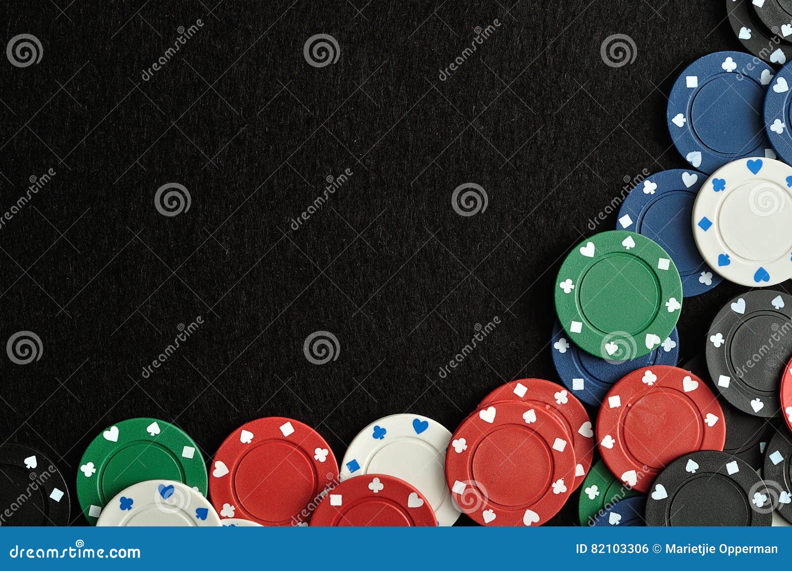 Poker Chips Forming a Border Stock Photo - Image of lucky, addiction ...