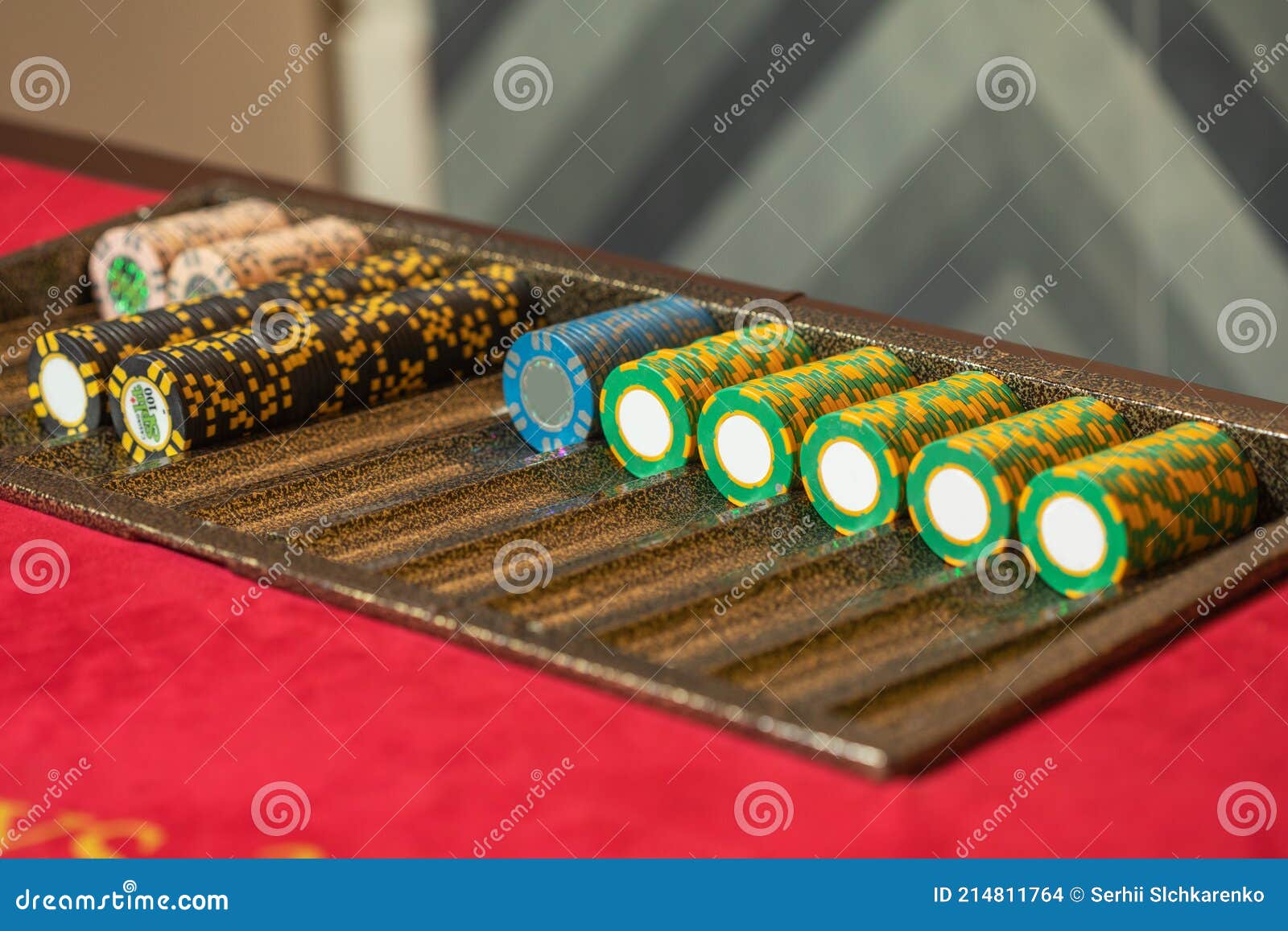 Poker Chips on a Gaming Table Stock Photo - Image of blue, color: 214811764