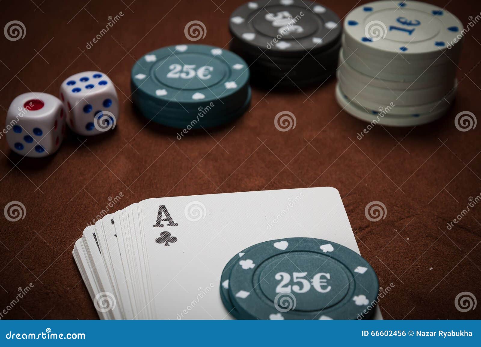 Poker Chips and Generic Playing Cards Stock Photo - Image of leather ...