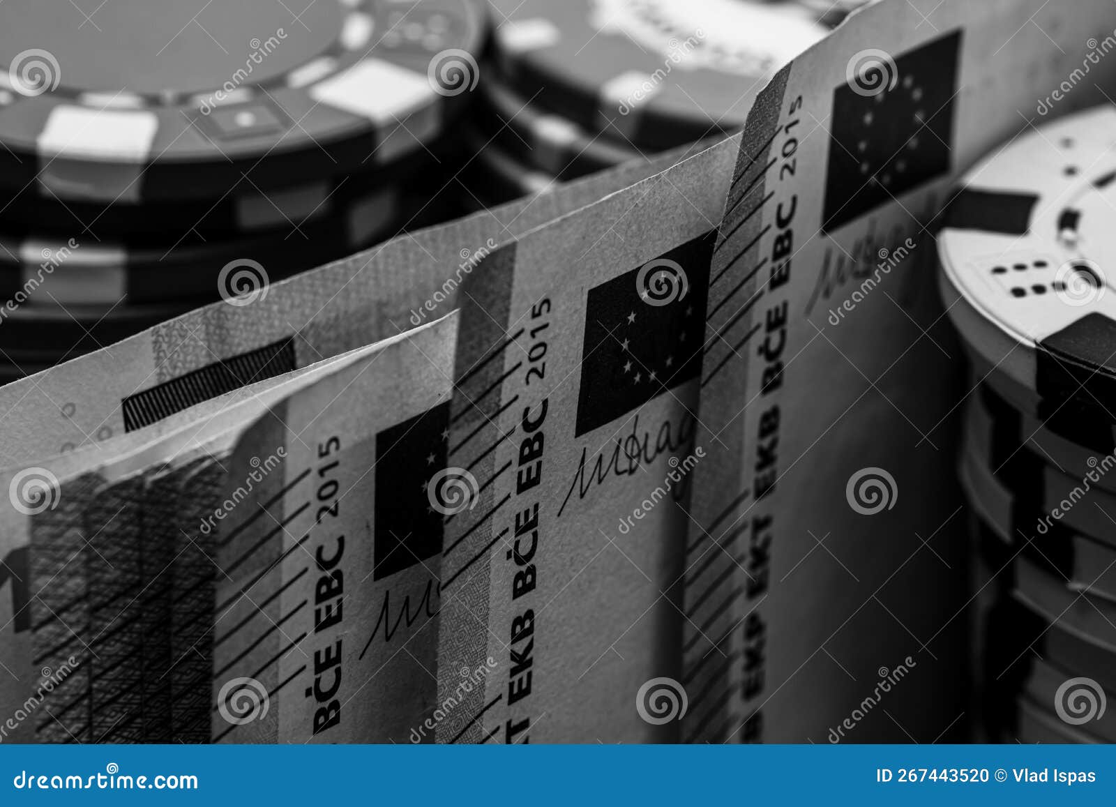 Poker Chips, Money and Gamble Stock Photo - Image of closeup, chance ...
