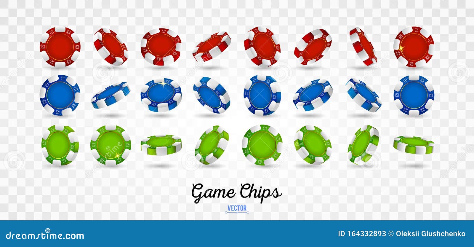 Poker Chips in Shown from Different Angles Stock Vector - Illustration ...