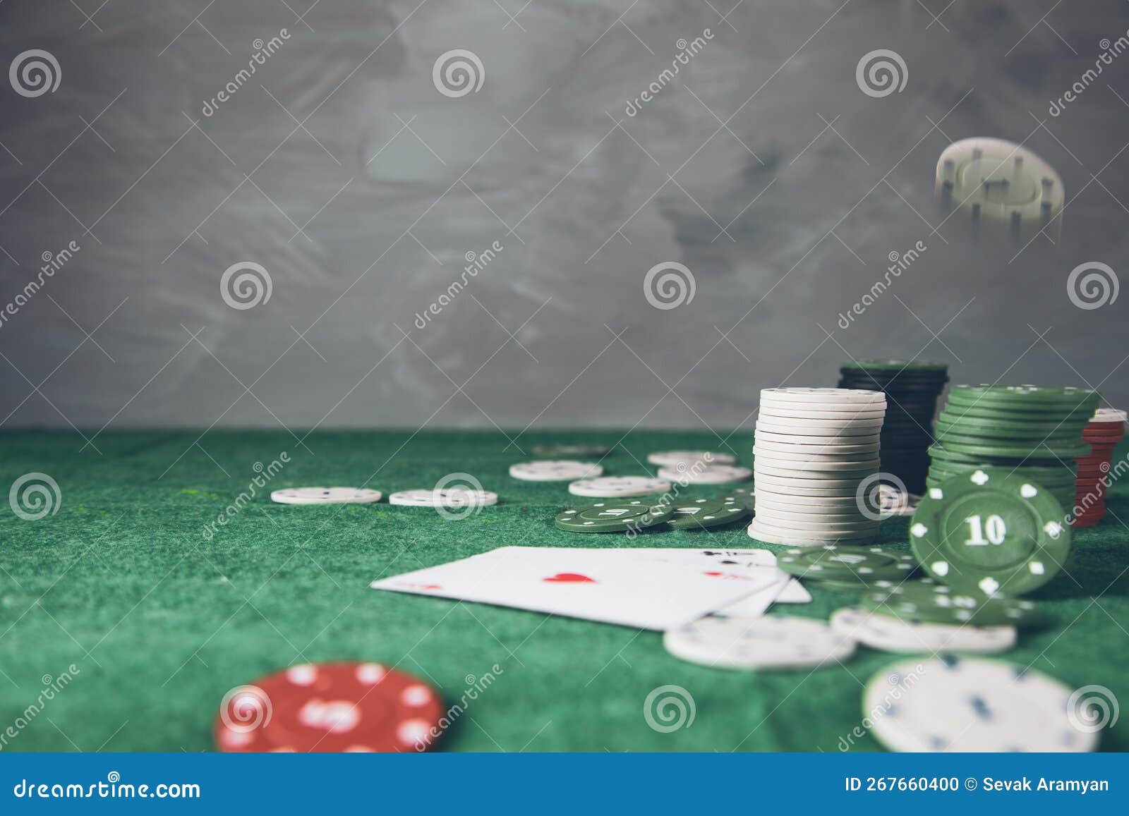 Poker Chips Stack with Cards on Table Stock Photo - Image of player ...