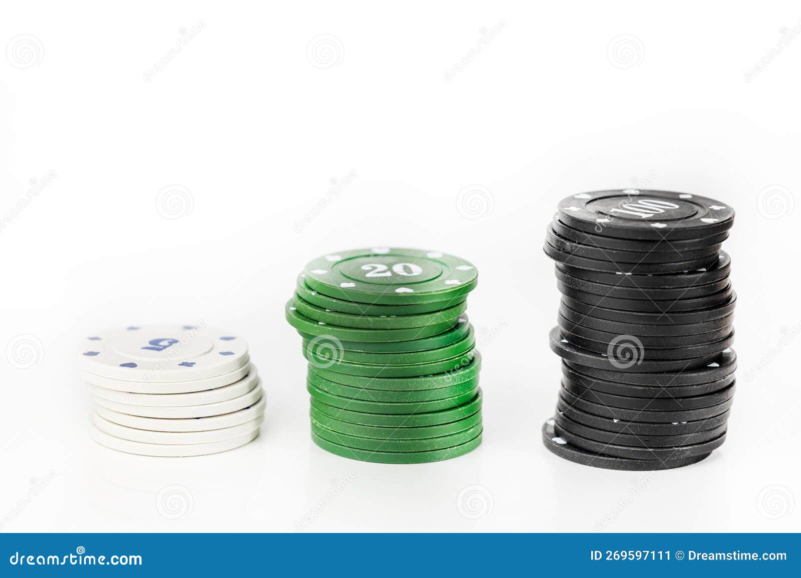 Poker Chips Stacked, Poker Game, Chips on a White Background Stock Image - Image of betting ...