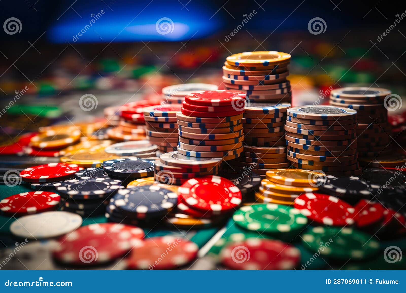 Poker Chips at the Table Big Stack. Generative Ai Stock Illustration ...