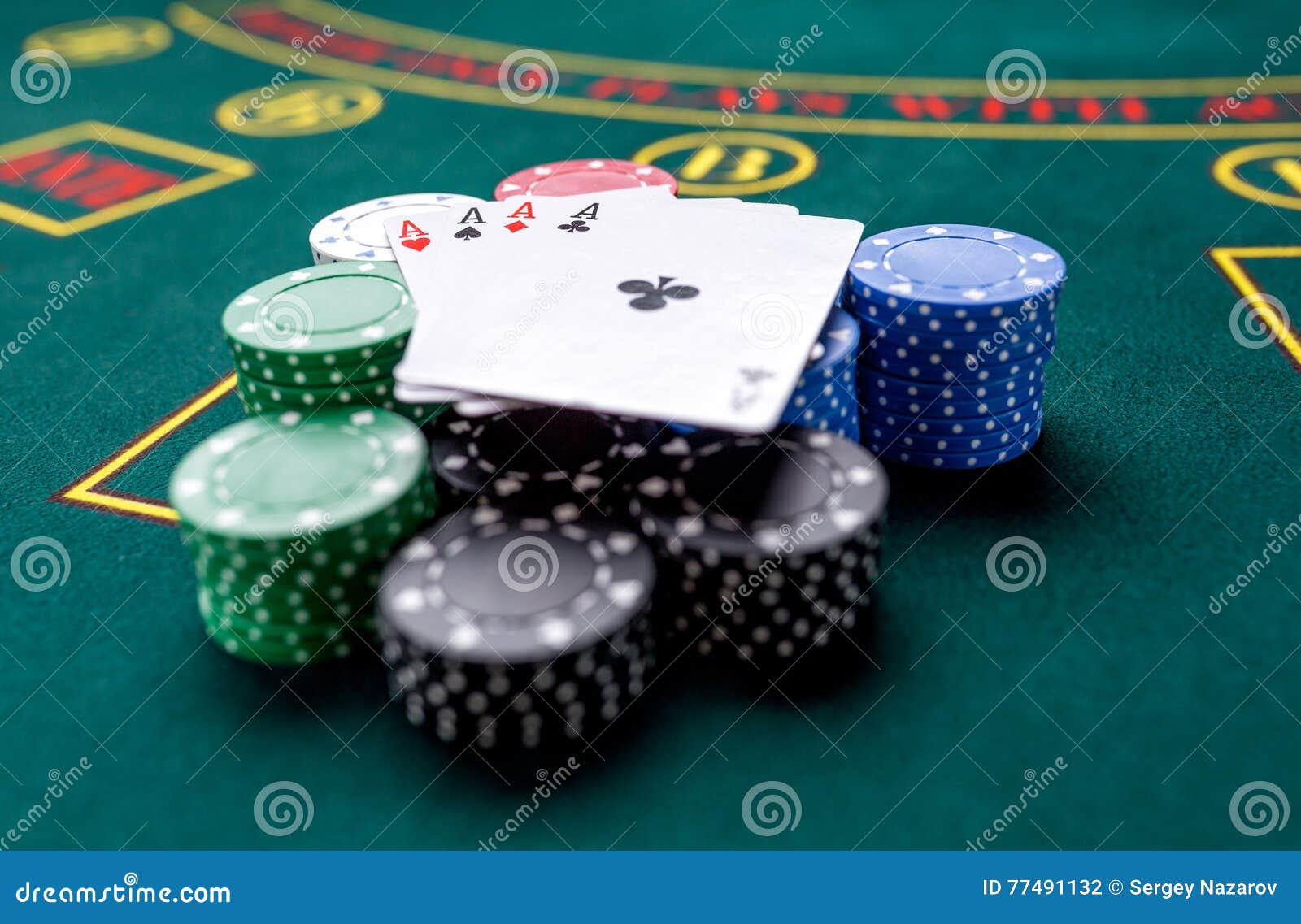 Poker Chips on a Table at the Casino Stock Photo - Image of closeup ...