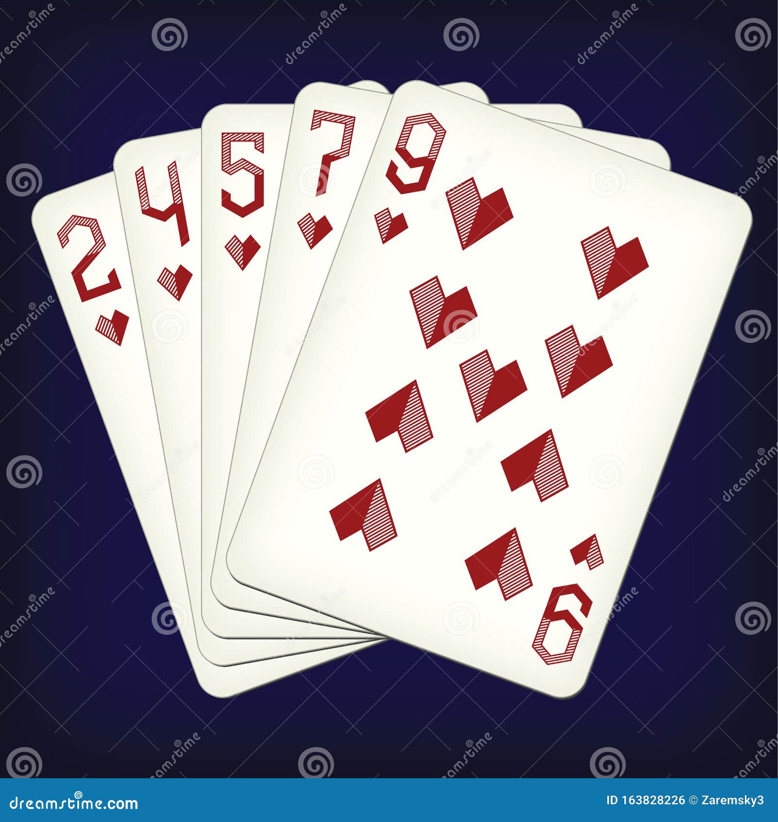Flush of Hearts - Playing Cards Vector Illustration Stock Vector ...