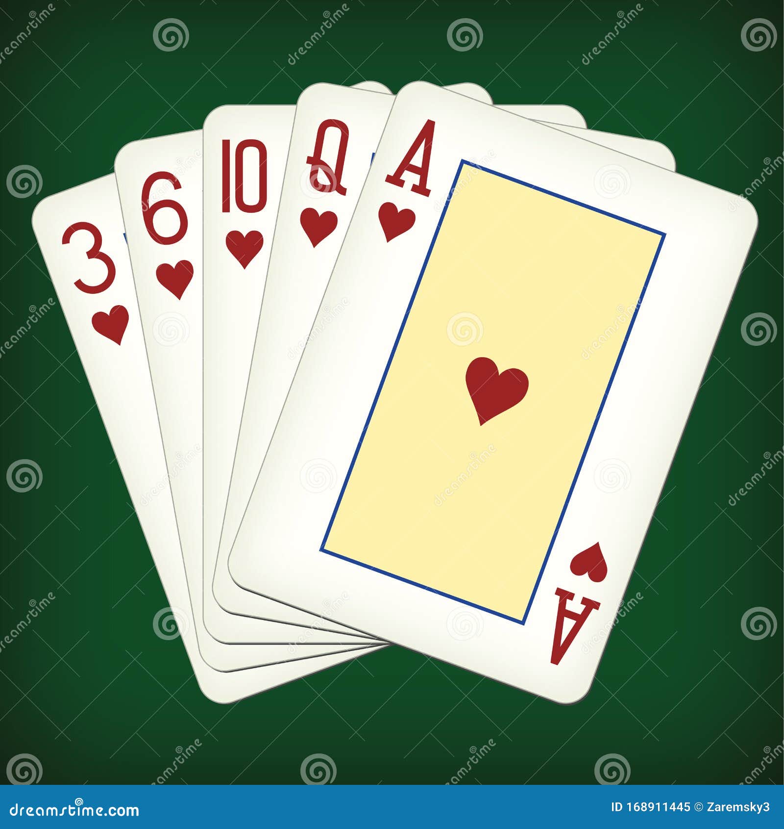 Flush of Hearts - Playing Cards Vector Illustration Stock Vector ...