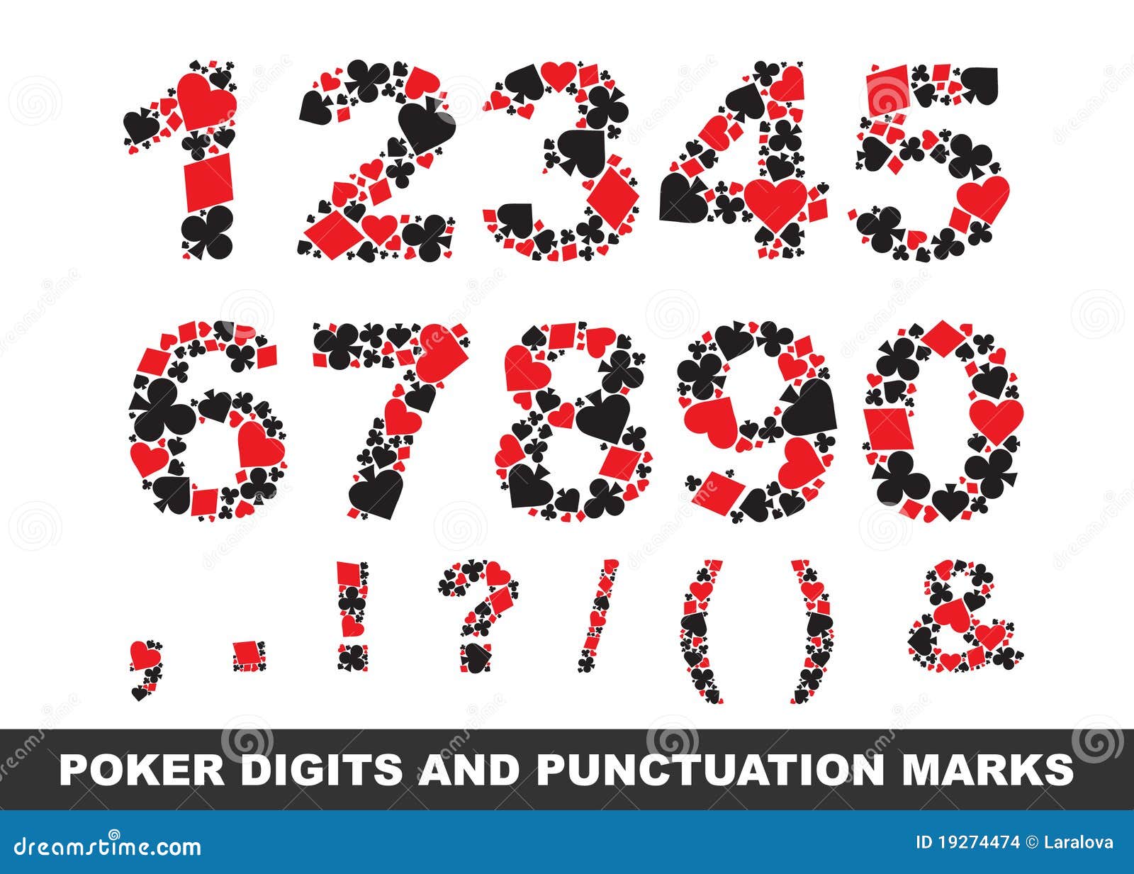 Poker Digits and Punctuation Marks Stock Vector - Illustration of ...