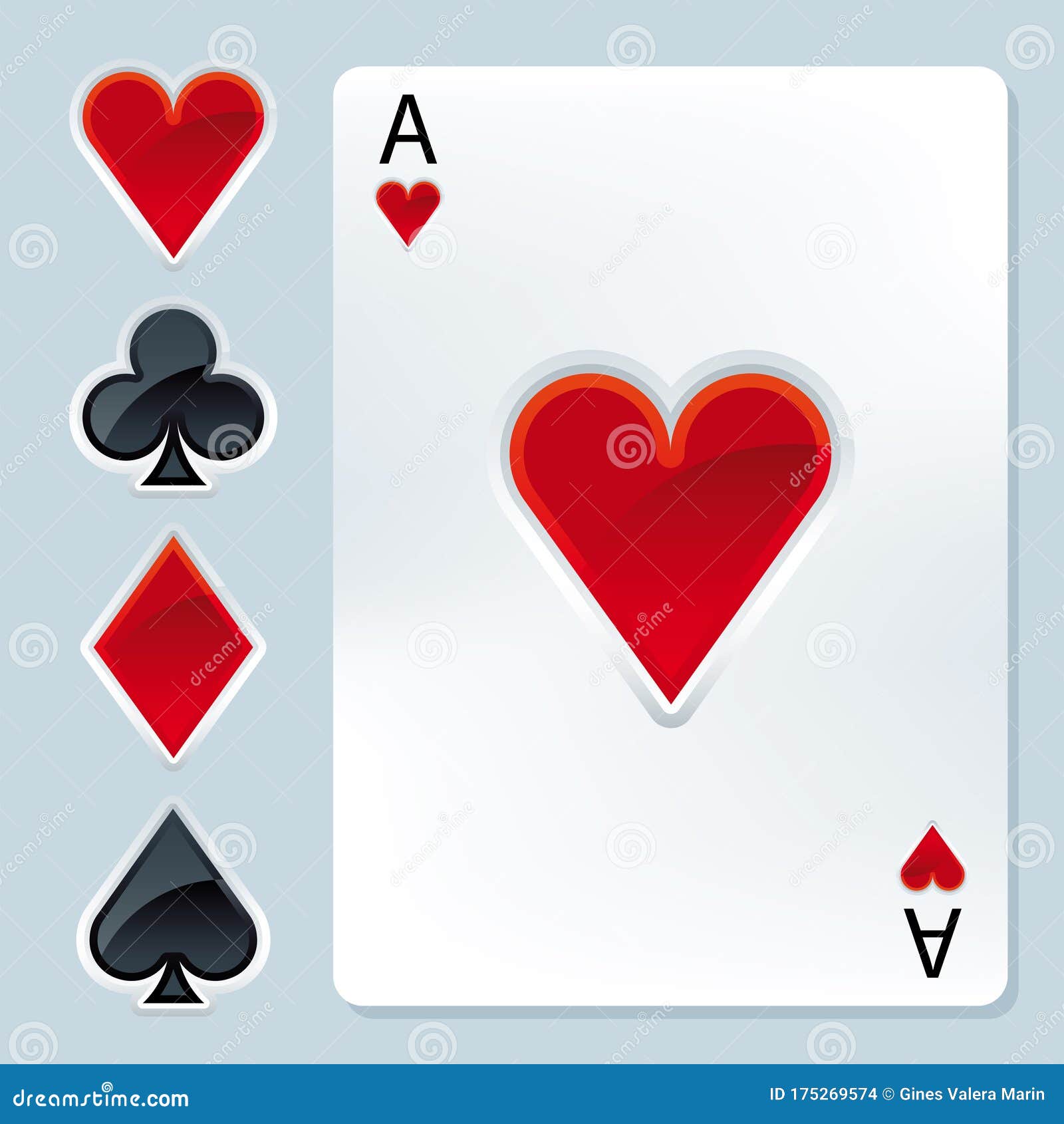 Poker Elements and Heart Ace Card. Shiny Aspect Stock Illustration ...