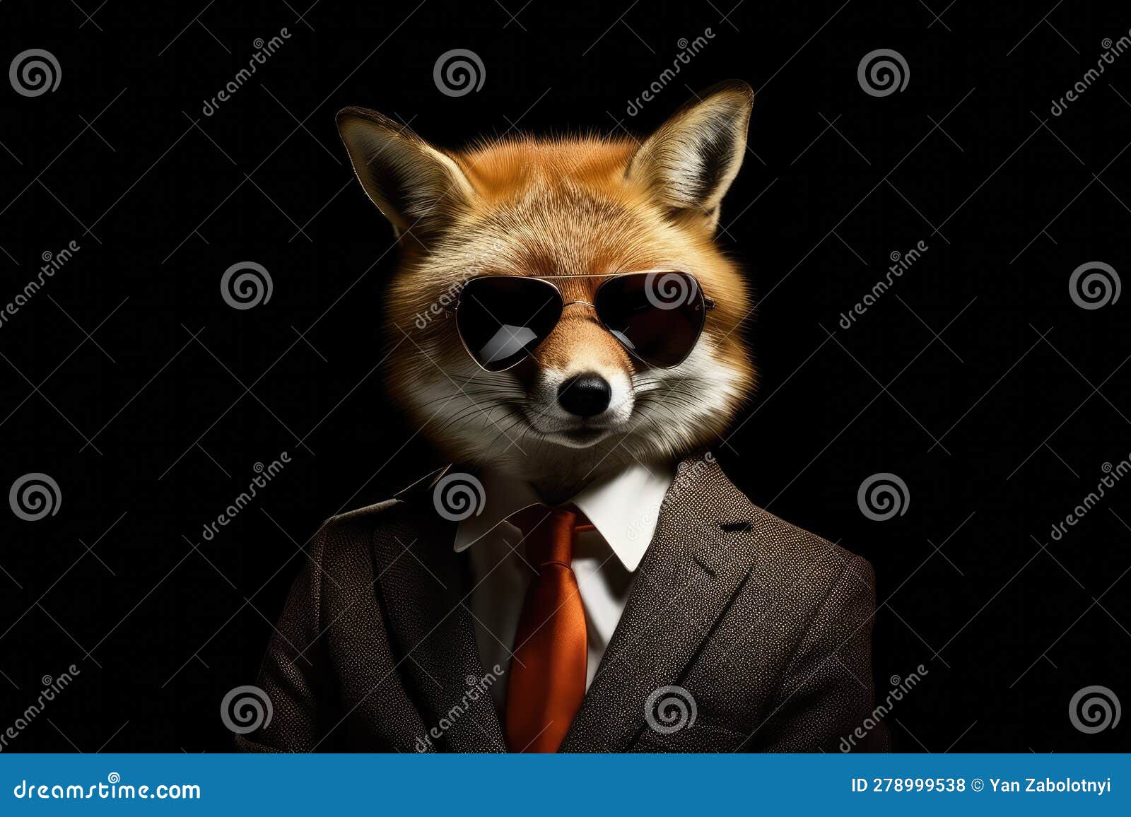 Poker Face Fox in Suit and Sunglasses on Black Background. Generative ...