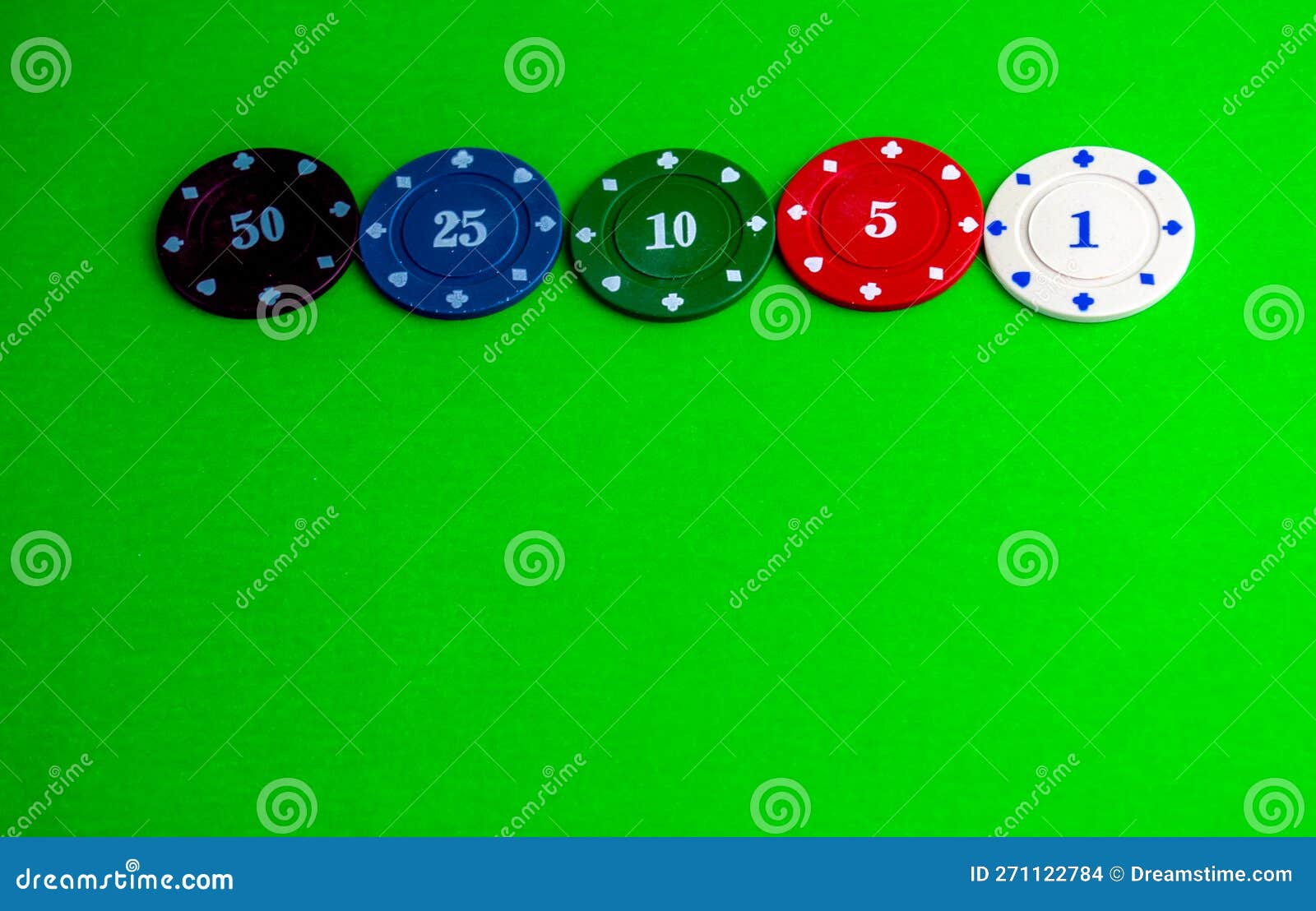 Poker, Five Chips on the Table Stock Photo - Image of wealth, winner ...