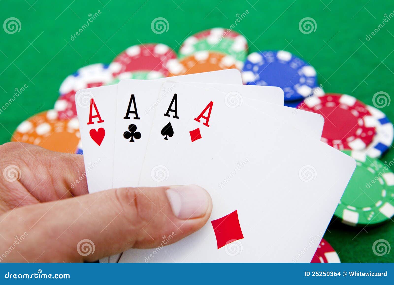 Poker, Four Aces Holded in Hand Stock Photo - Image of king, table ...