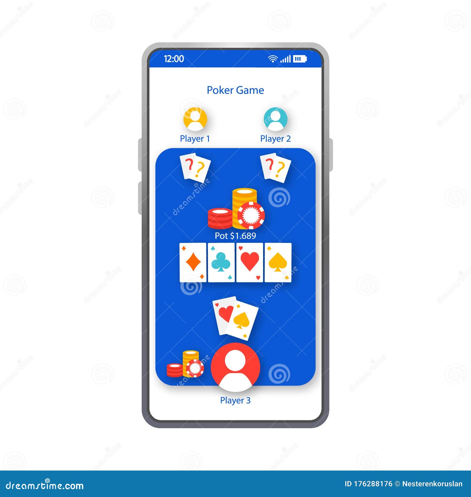 Poker Game App Smartphone Interface Vector Template Stock Vector ...