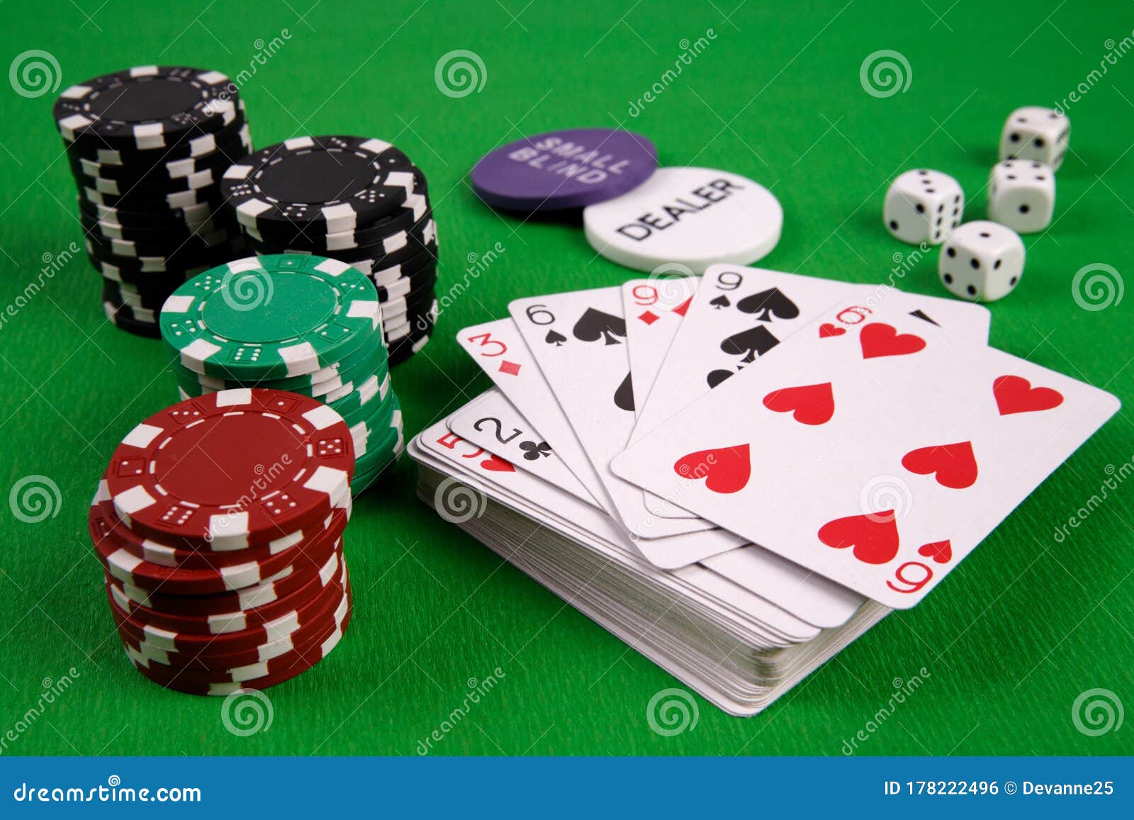 Poker game on green table stock photo. Image of stacks - 178222496