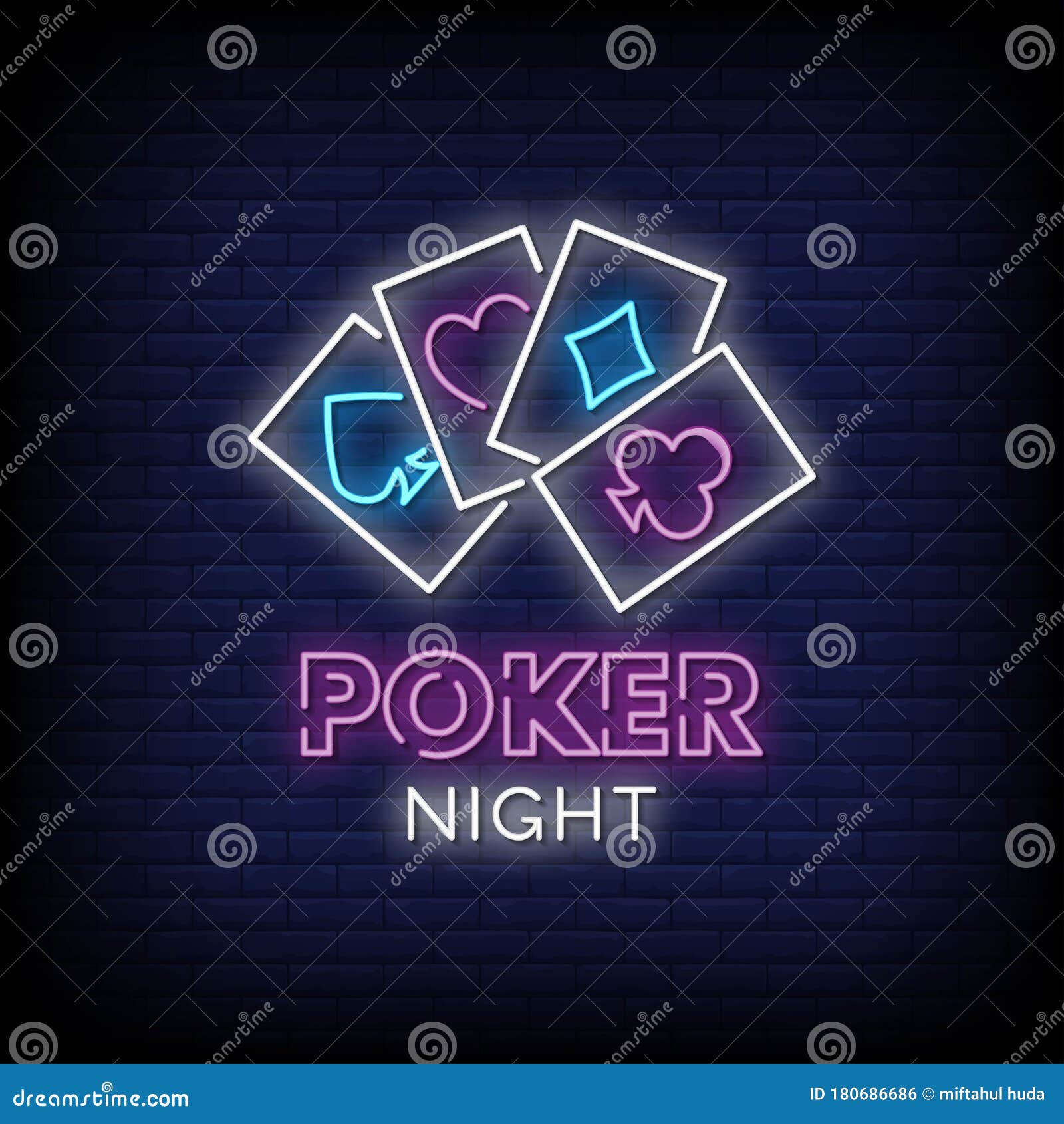 Poker Night Neon Signs Style Text Vector Stock Vector - Illustration of ...