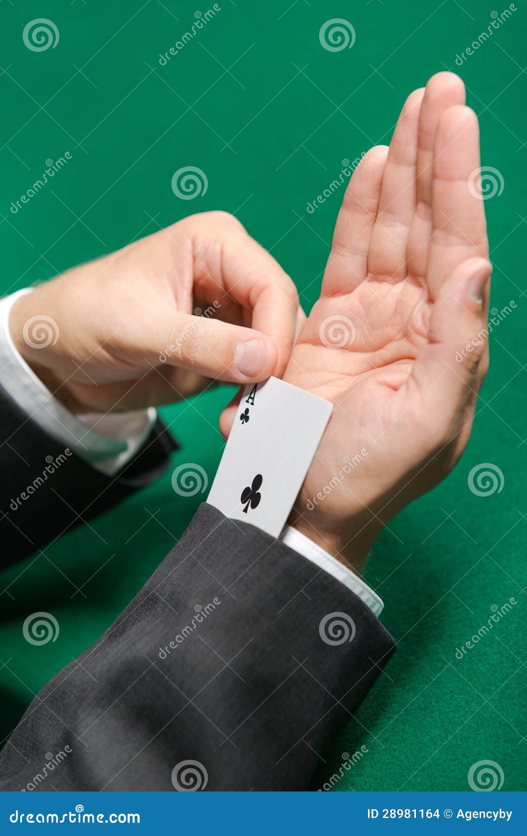 Poker Player Cheats with Poker Card from the Sleeve Stock Photo - Image ...