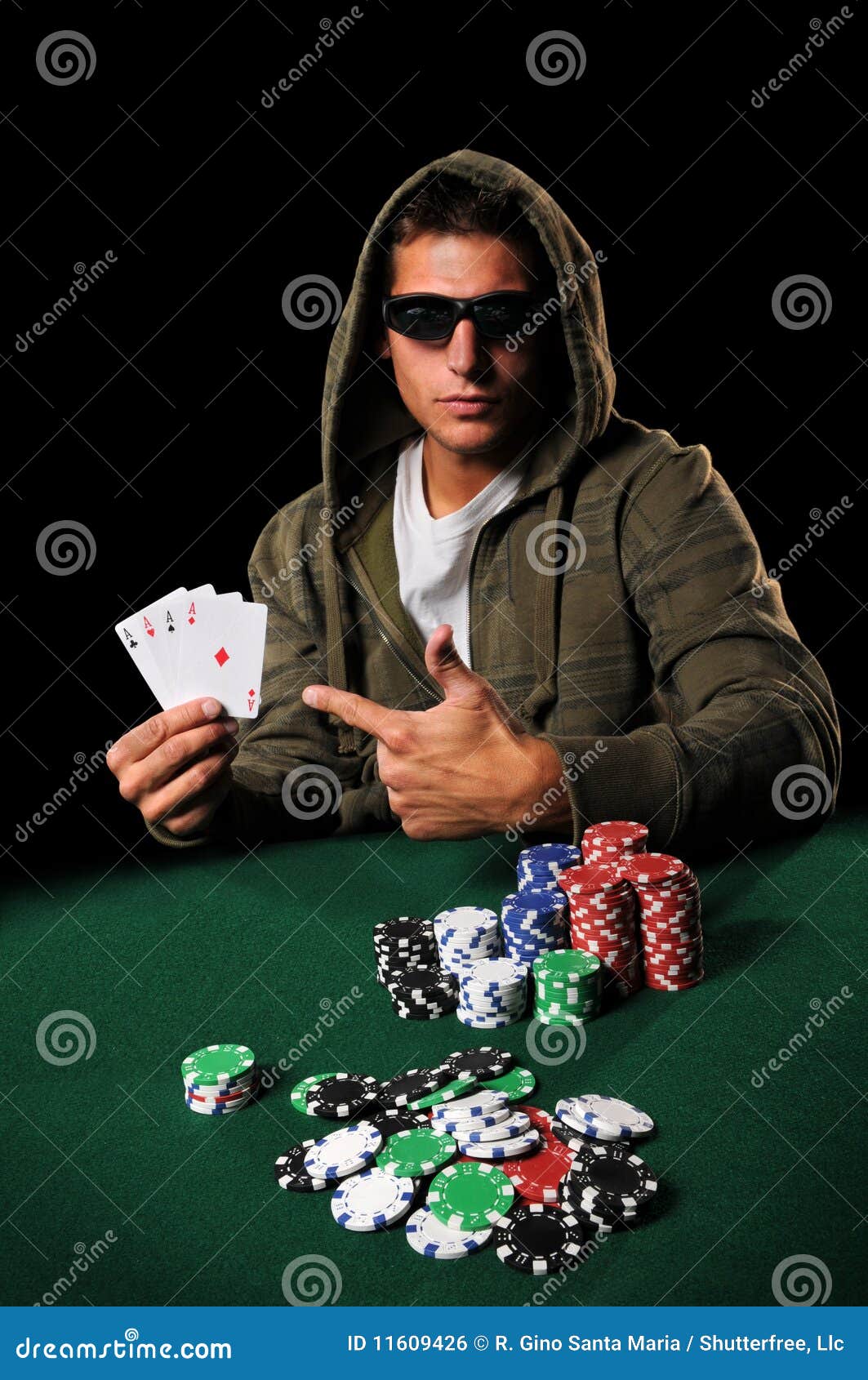 A Poker Player Collects A Stack Of Chips Of Different Colors Royalty ...