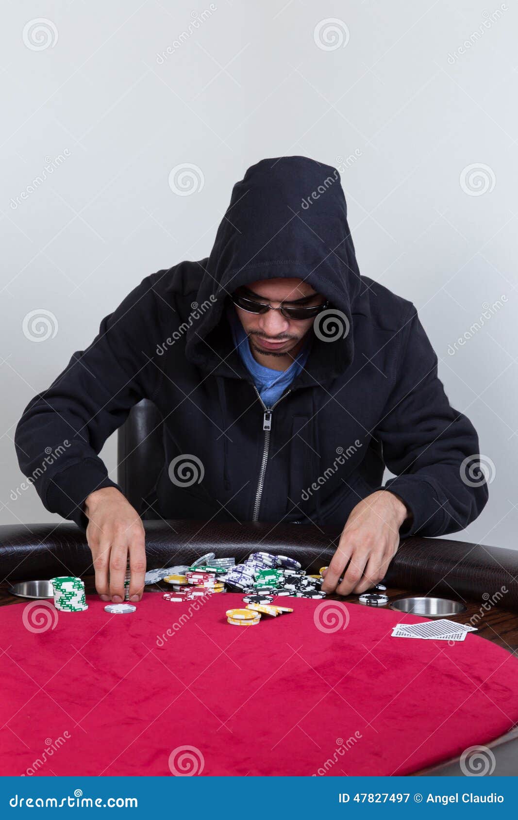 Poker Player Rakes and Stacks Chips Stock Image - Image of glasses ...