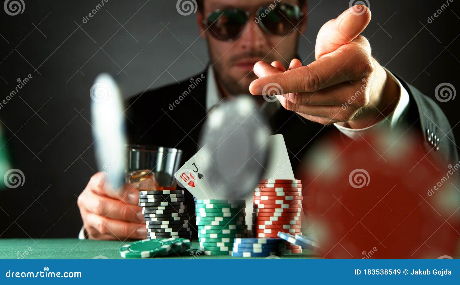 Poker Player Throwing Chips Stock Image - Image of dealer, luck: 183538549