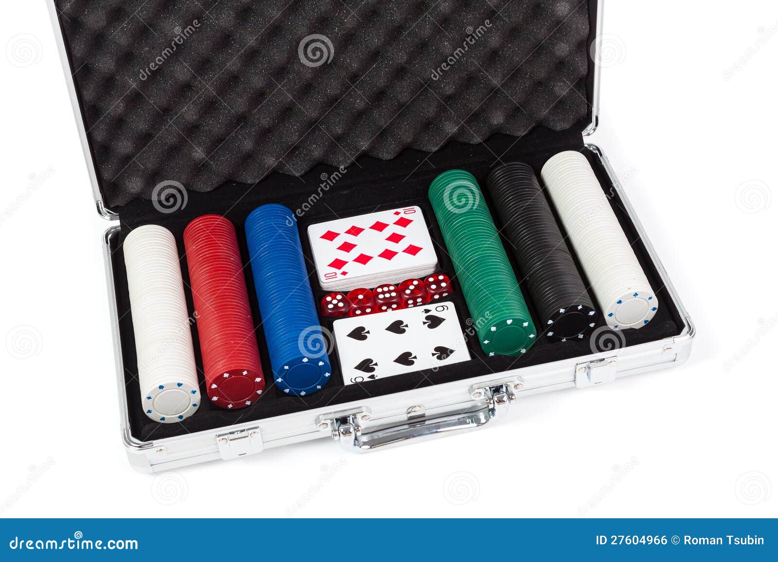 Poker Set in Metal Suitcase Stock Photo - Image of chance, dice: 27604966