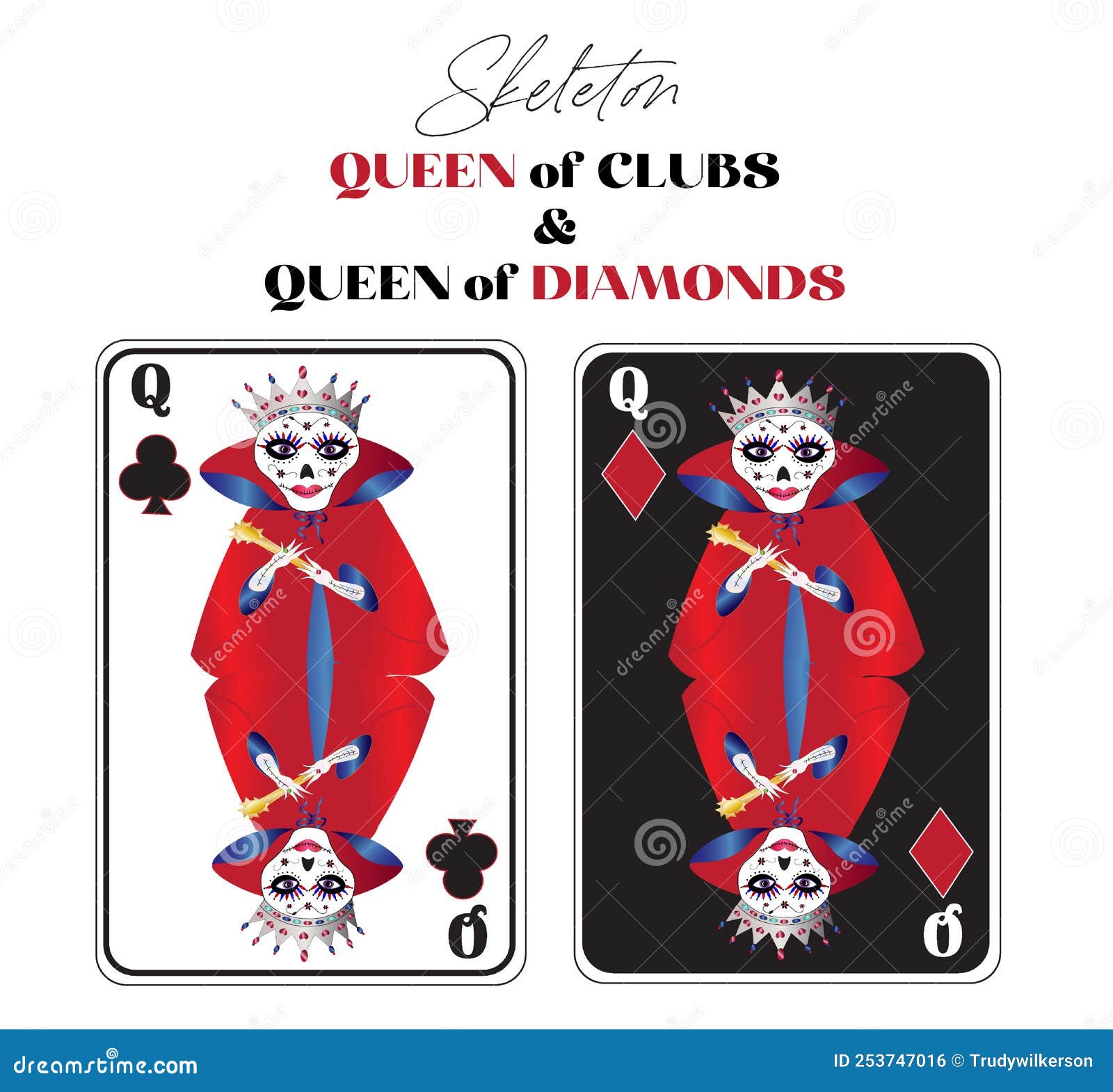 Set Of Queens Playing Cards 62x90 Mm Cartoon Vector | CartoonDealer.com ...