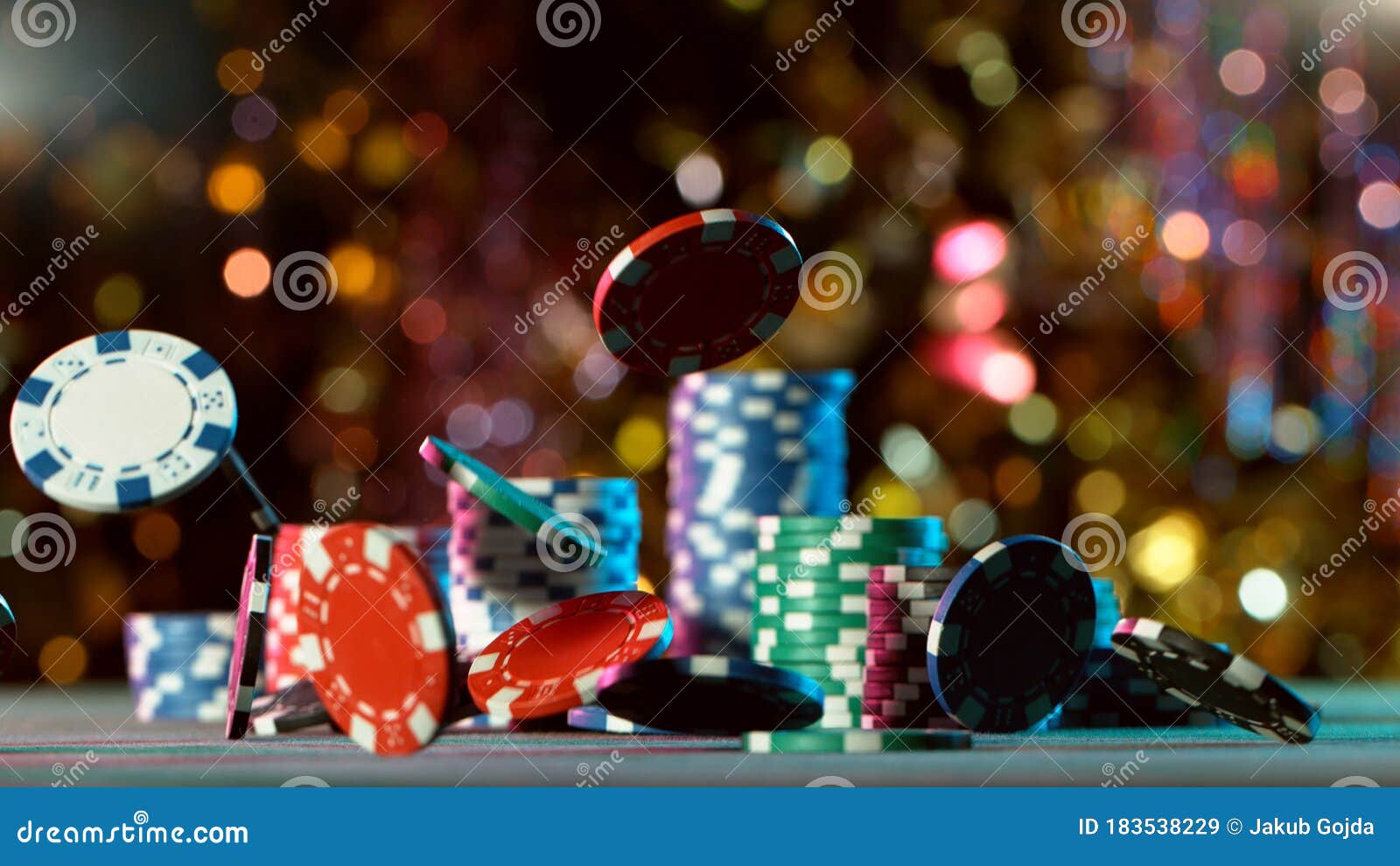 Poker Still Life with Falling Poker Chips Stock Image - Image of detail ...