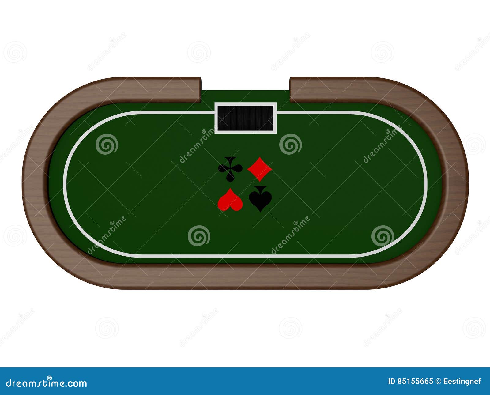 Poker Table.Isolated on White.3D Rendering Illustration. Top Vie Stock ...
