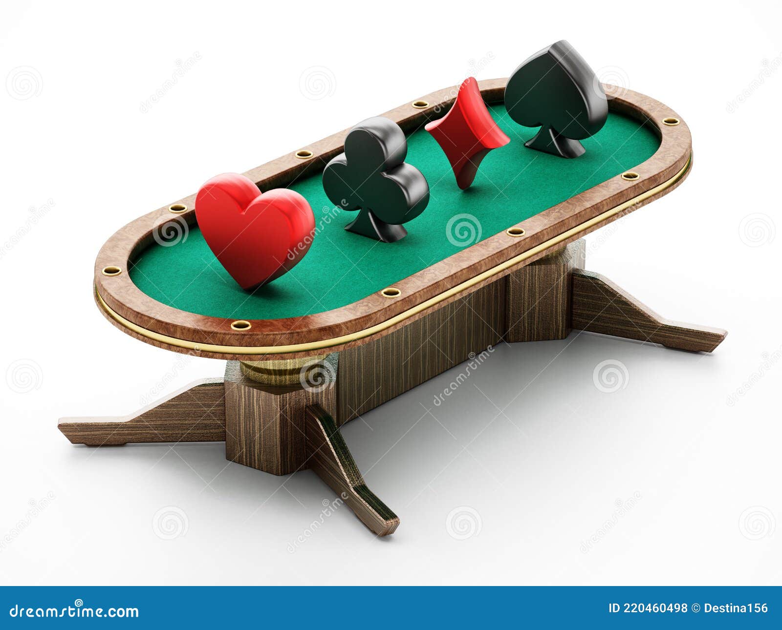 Poker Table with Playing Card Symbols. 3D Illustration Stock ...
