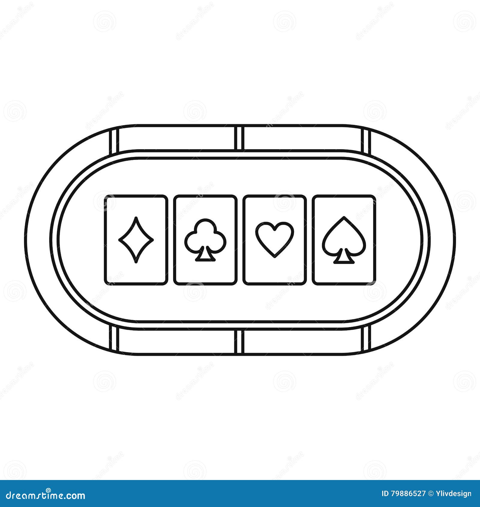 Poker Table with Playing Cards Icon, Outline Style Stock Vector ...