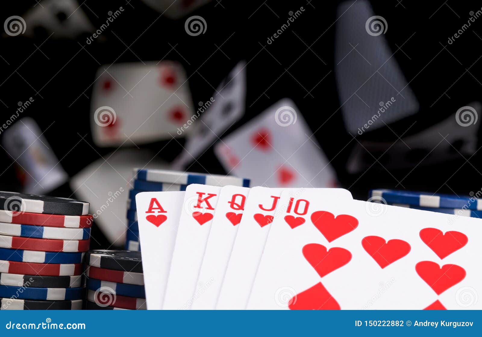Poker Win, Red Card Combination Close Up Stock Photo - Image of ...