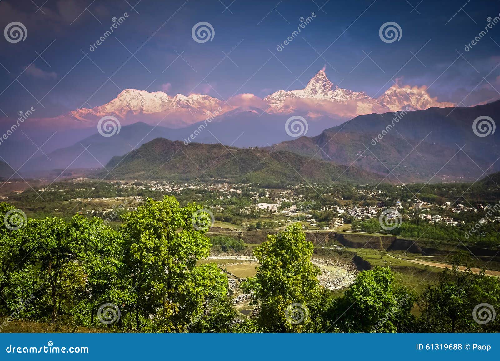 Pokhara and Machhapuchhre stock photo. Image of amazing - 61319688