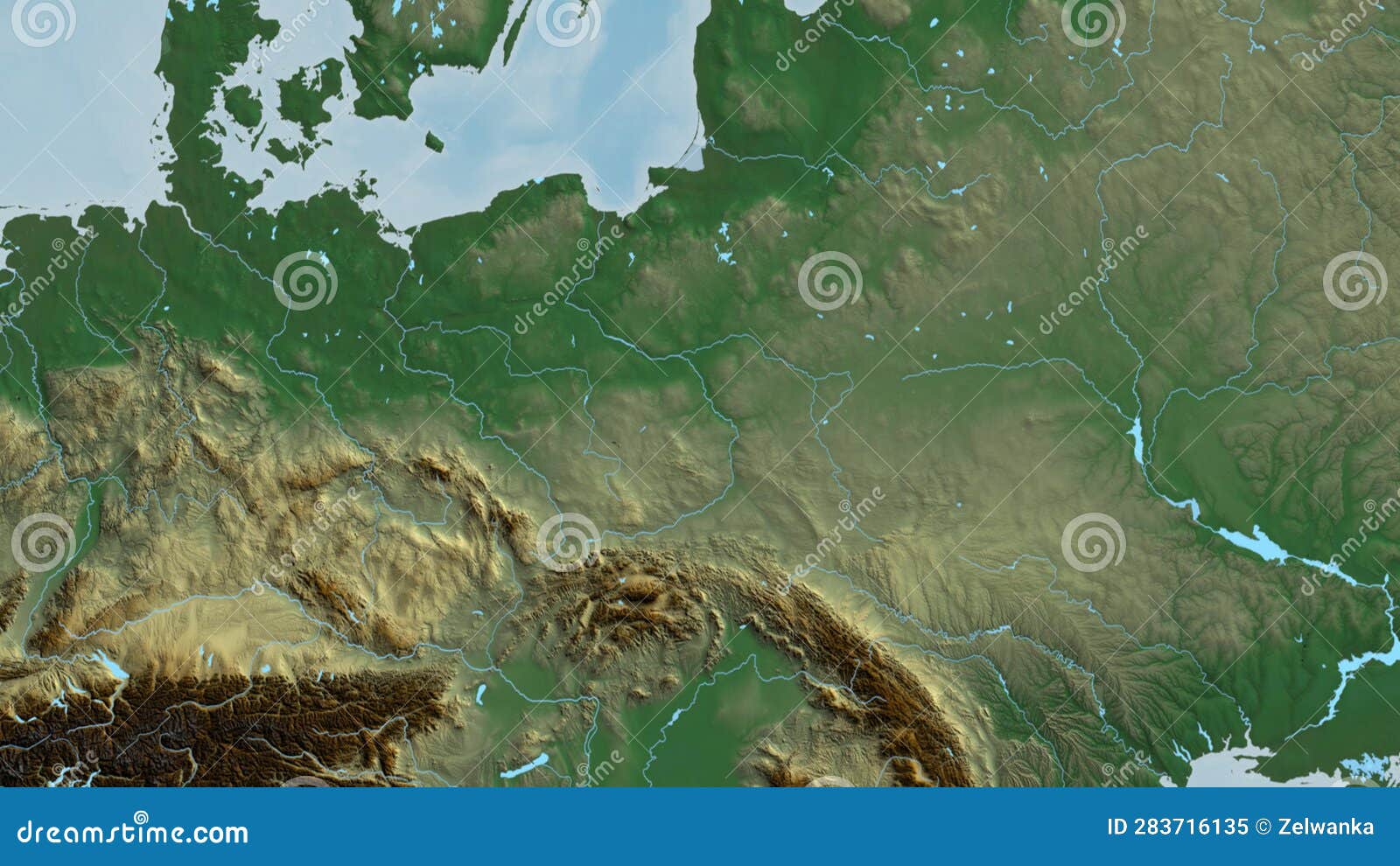 Poland area. Relief map stock illustration. Illustration of edges ...
