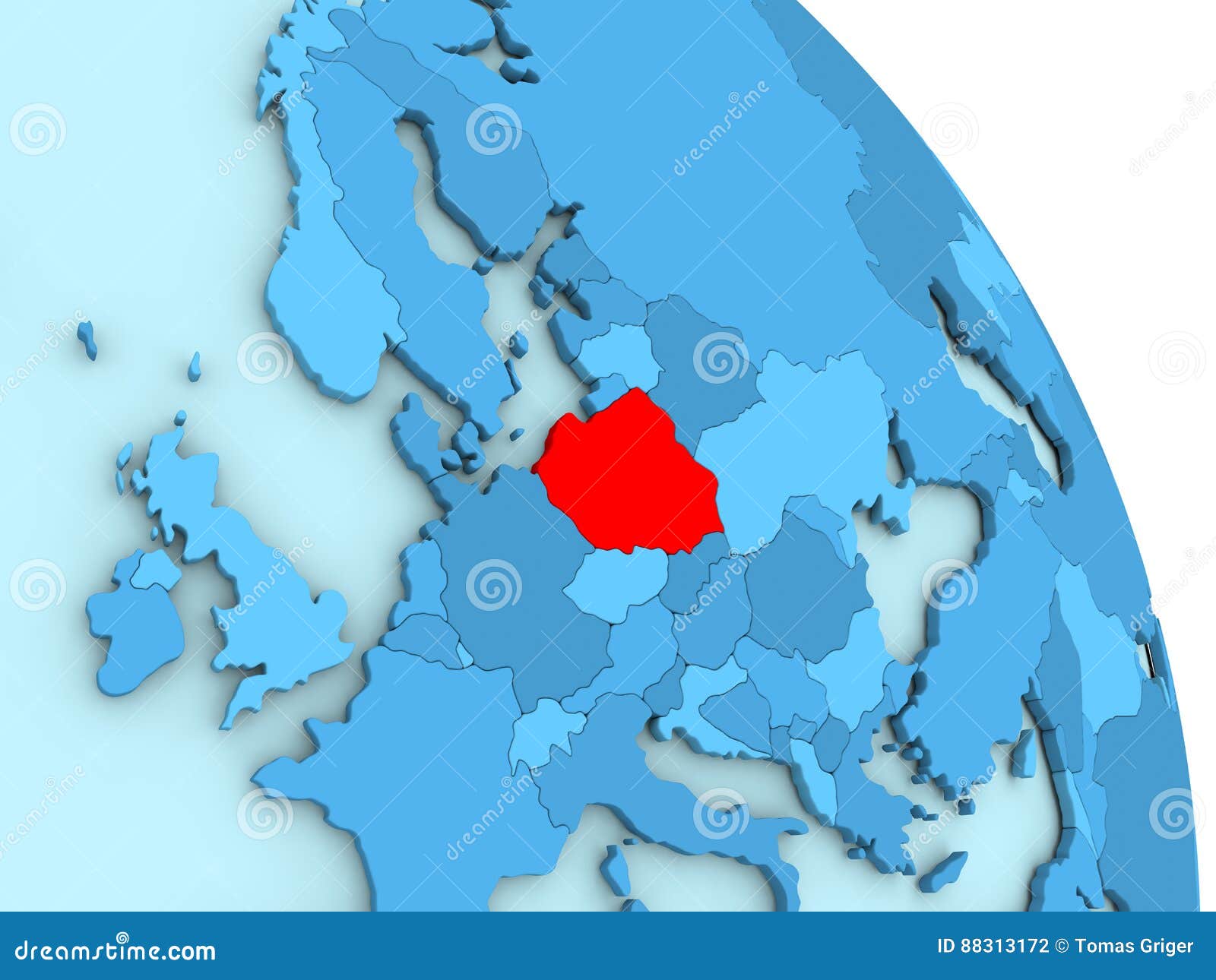Poland on Blue Political Globe Stock Illustration - Illustration of ...