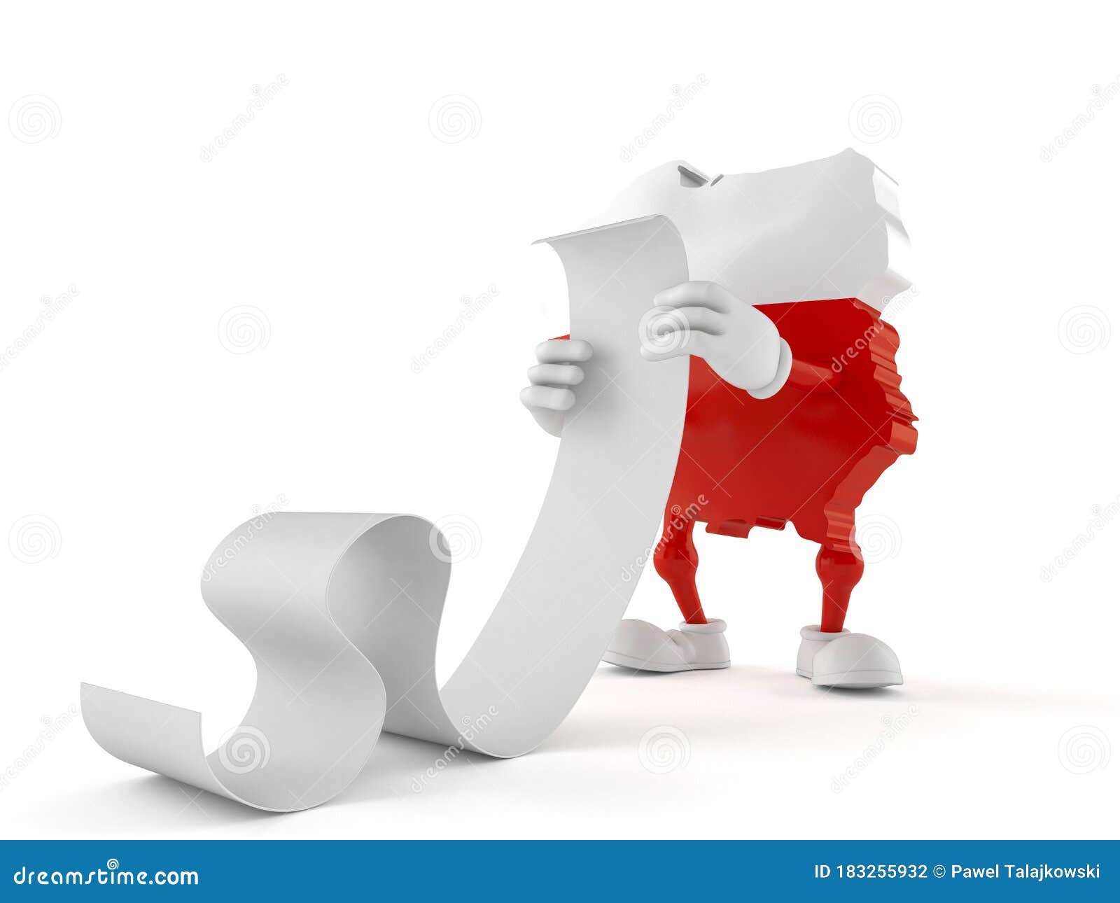Poland Character Reading a Long List Stock Illustration - Illustration ...