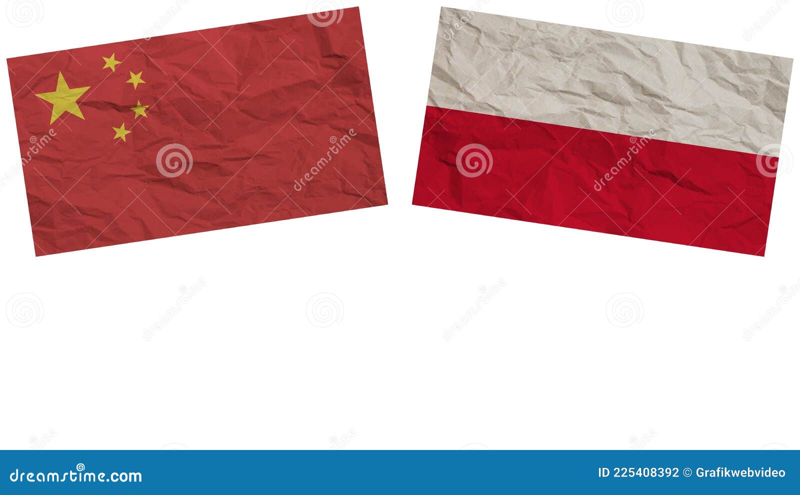 Poland and China Flags Together Paper Texture Illustration Stock ...