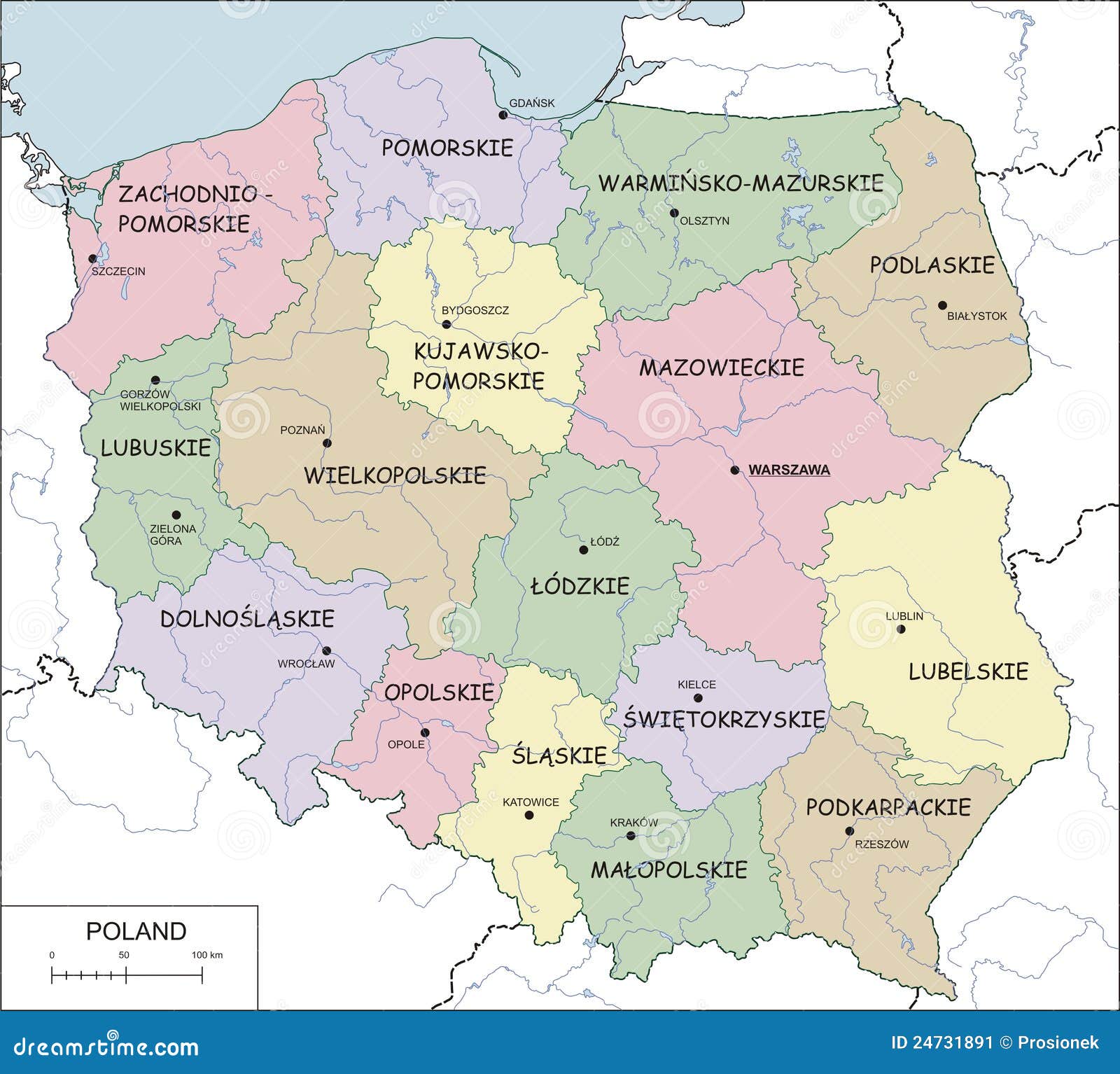 Poland - Contour Map, Vector Illustration Stock Vector - Illustration ...