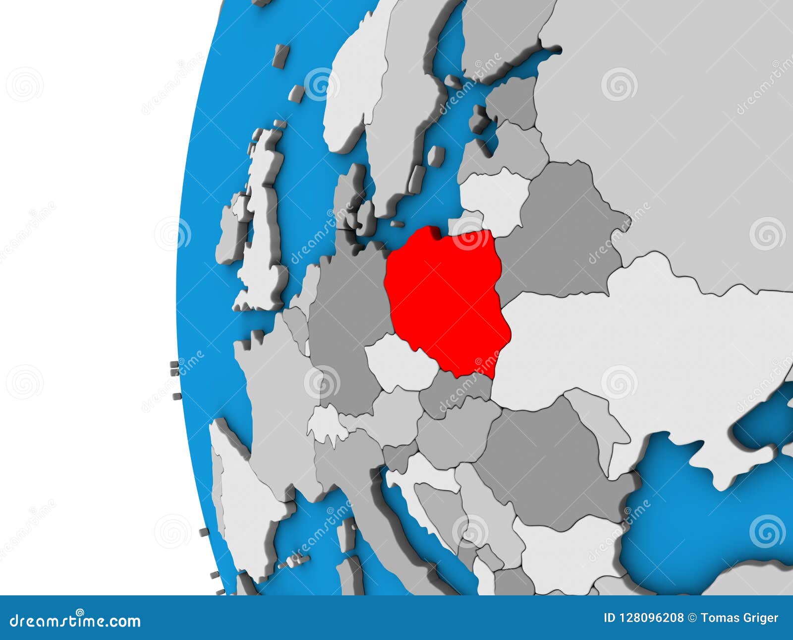 Poland on 3D globe stock illustration. Illustration of europe - 128096208