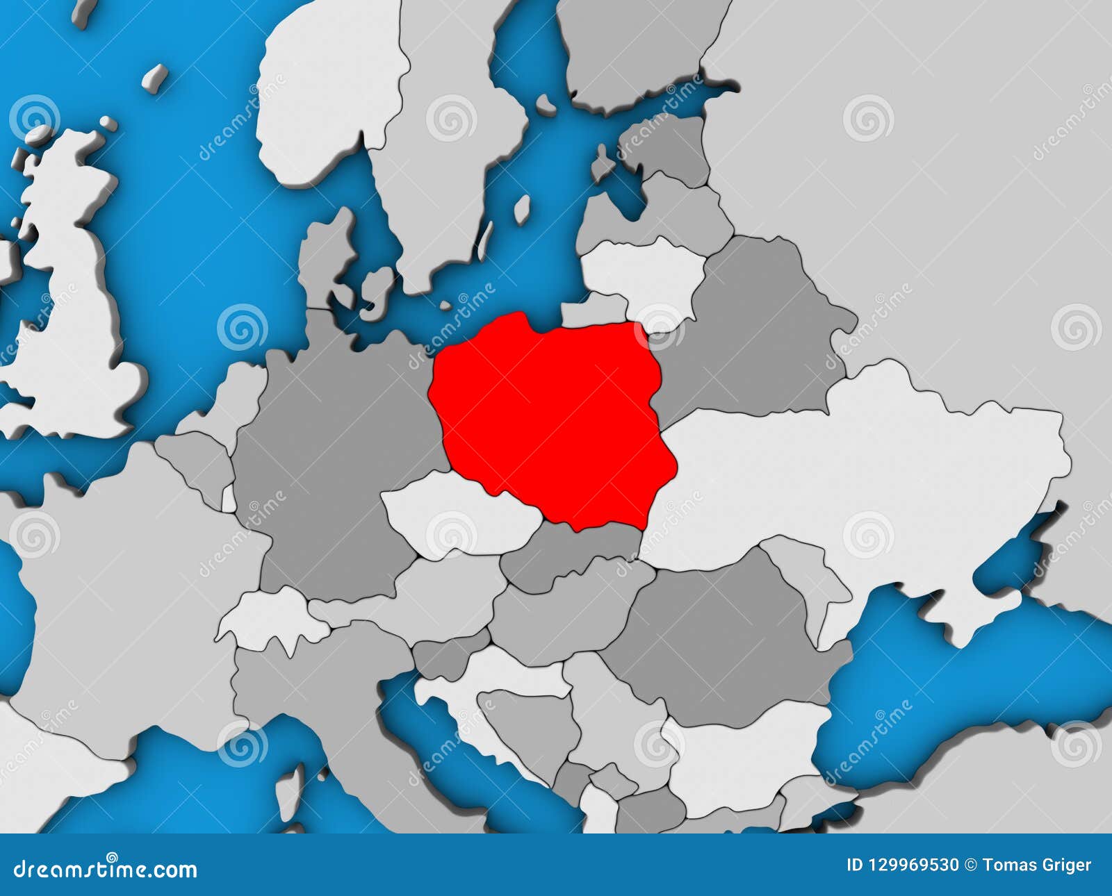 Poland on 3D map stock illustration. Illustration of europe - 129969530