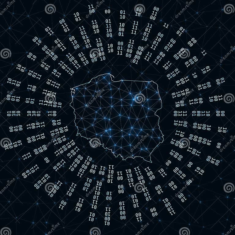 Poland digital map. stock vector. Illustration of fractal - 187574249