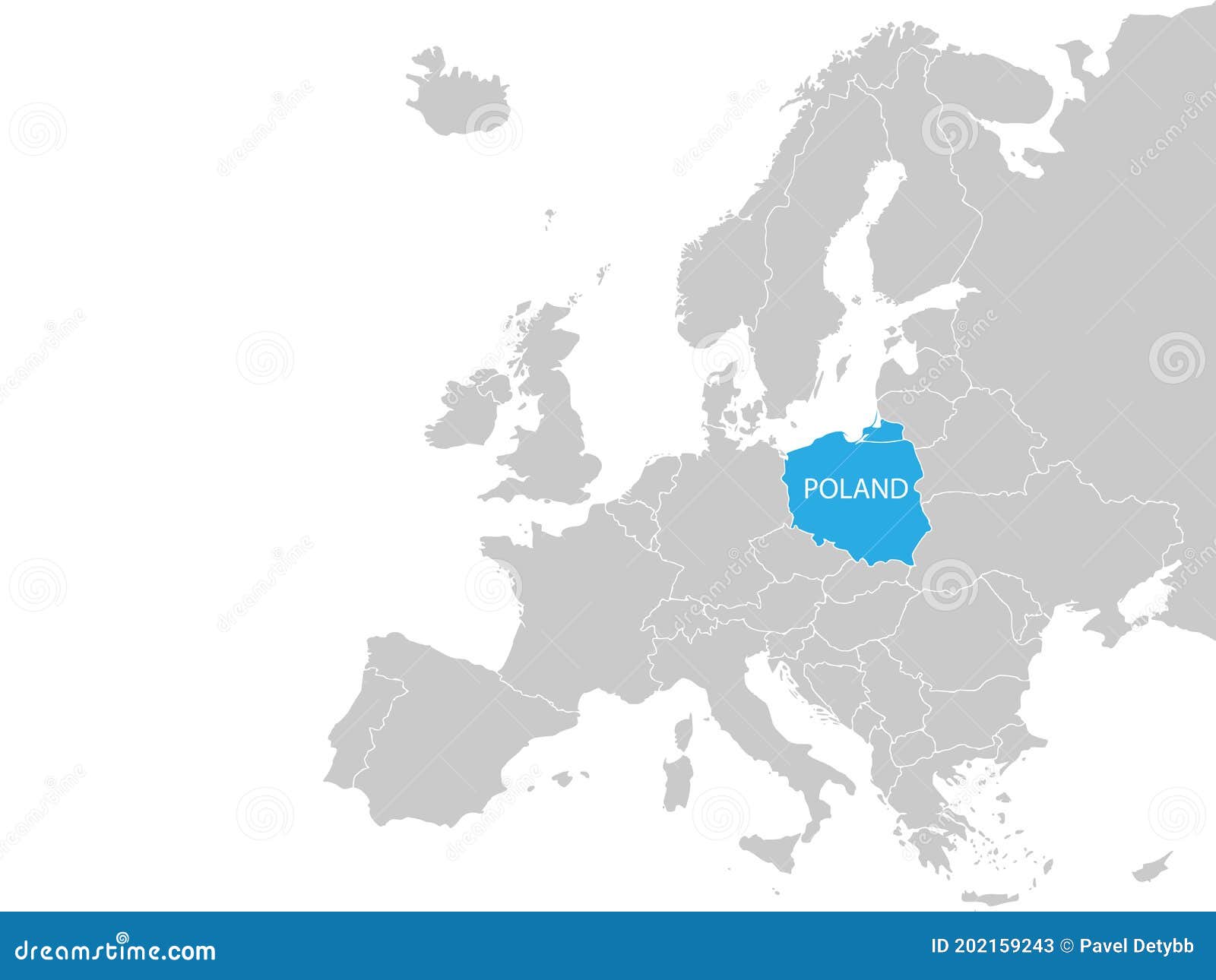 Poland on Europe Map Vector. Vector Illustration Stock Illustration ...