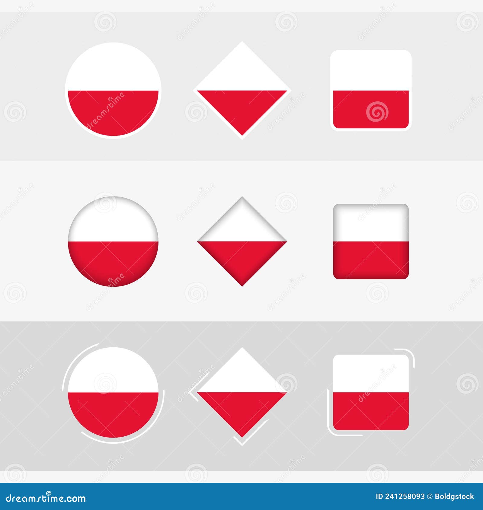 Poland Flag Icons Set, Vector Flag of Poland Stock Vector ...