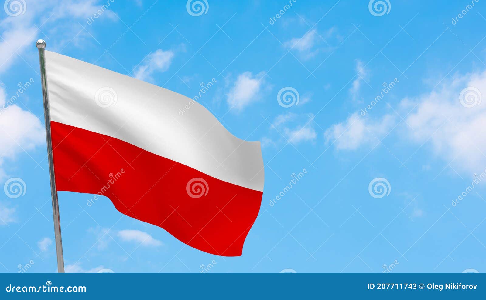 Poland flag on pole stock image. Image of celebration - 207711743