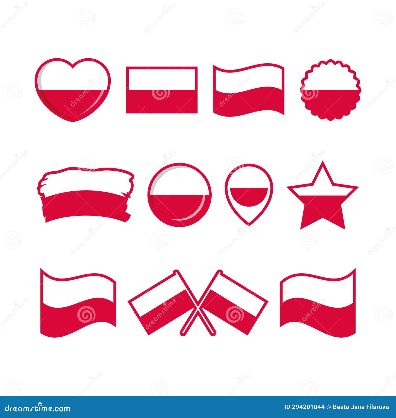 Poland Flag Icon Set Vector Isolated on a White Background Stock Vector ...