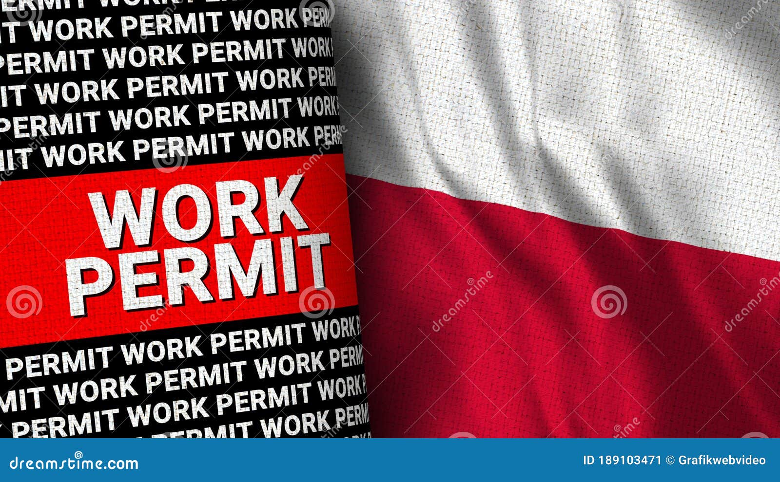 Poland Flag with Work Permit Title Stock Illustration - Illustration of ...