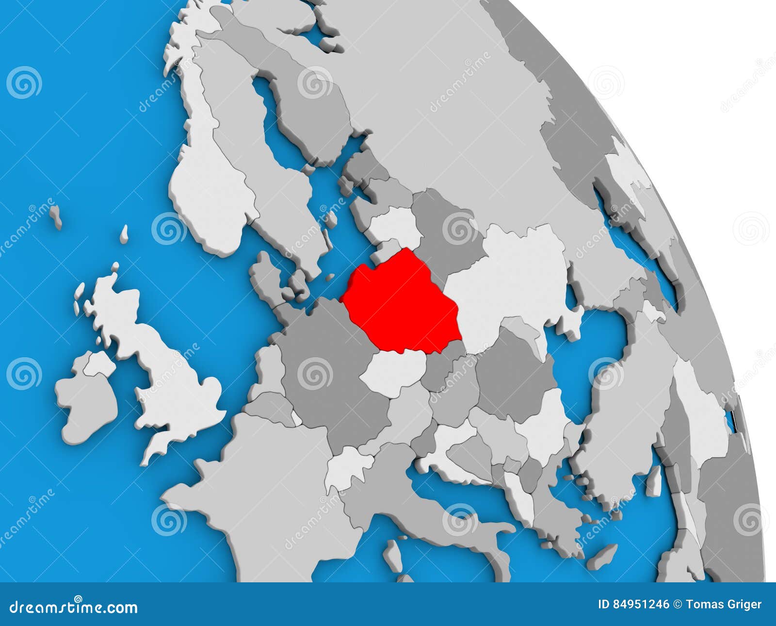 Poland on globe stock illustration. Illustration of borders - 84951246
