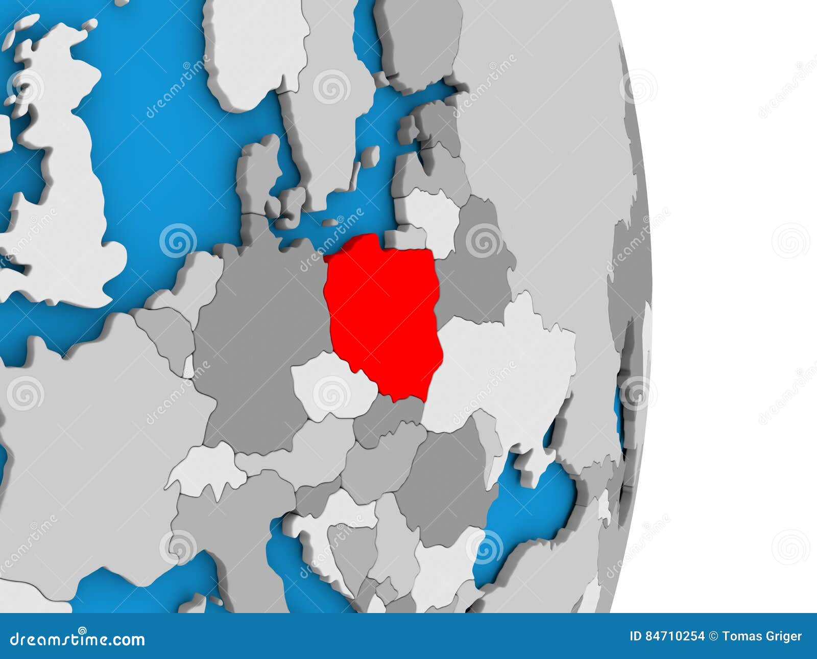 Poland on globe stock illustration. Illustration of political - 84710254