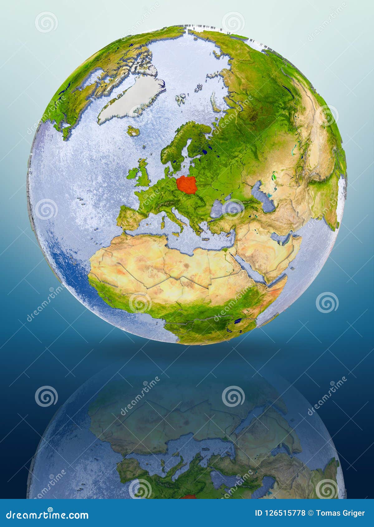 Poland on globe stock illustration. Illustration of european - 126515778