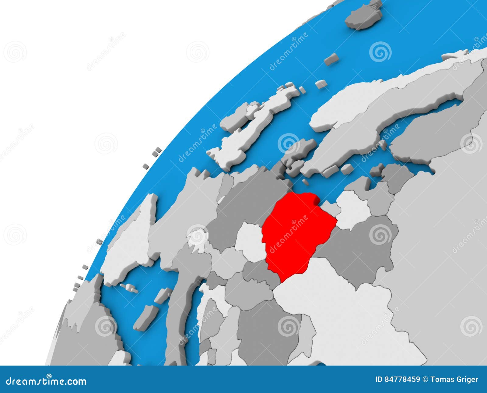 Poland on globe in red stock illustration. Illustration of globe - 84778459